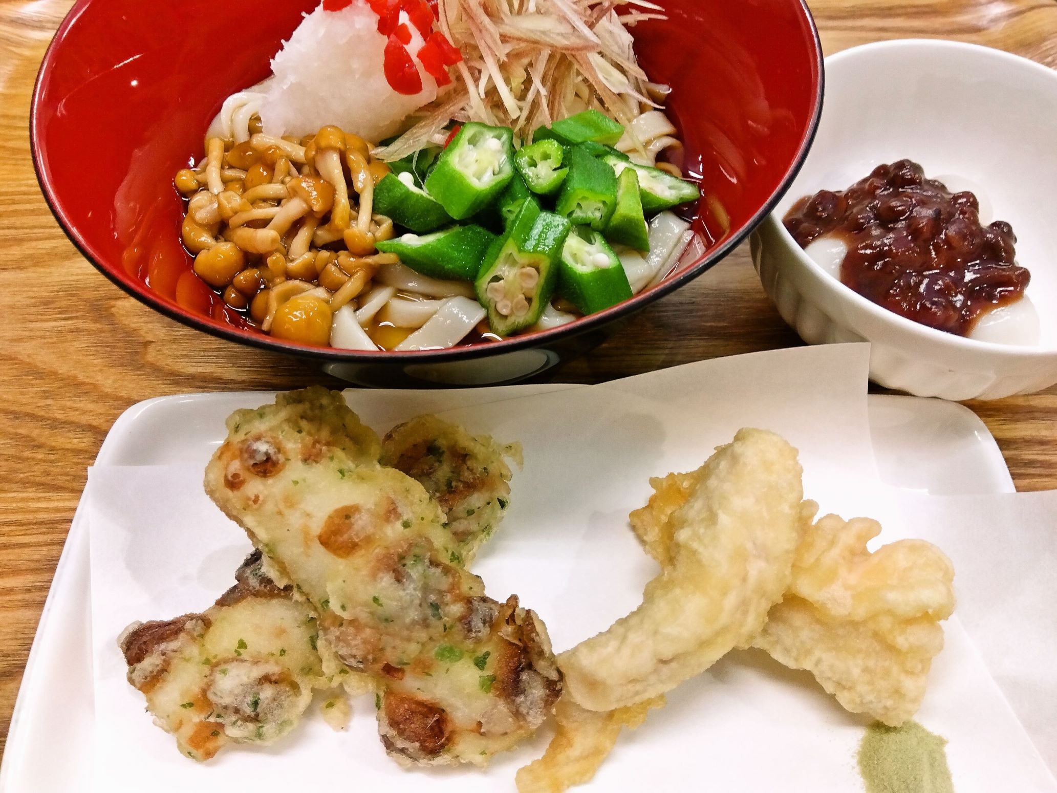 冷やし梅おろしきしめん＆鶏天とちくわの磯辺揚げ | 社会福祉法人 東京光の家